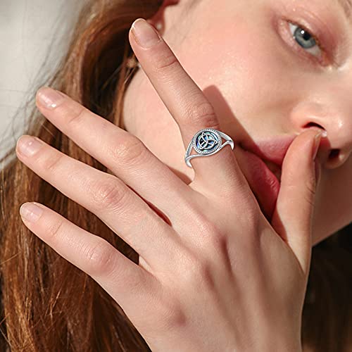 NIFUNAO Eternity Celtic Knot Ring 925 Sterling Silver Abalone Ring Wedding Band for Women Size 6-9