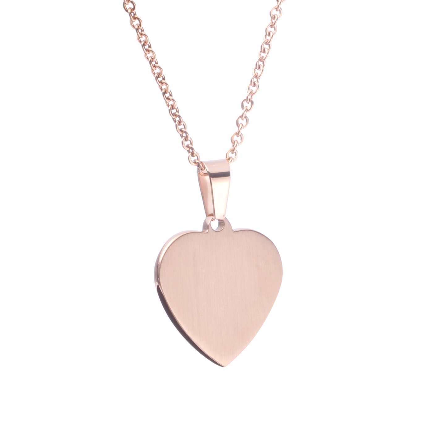 LinnaLove Free Engraving Heart Charm Medical ID Alert Necklaces for Women(Rose Gold)