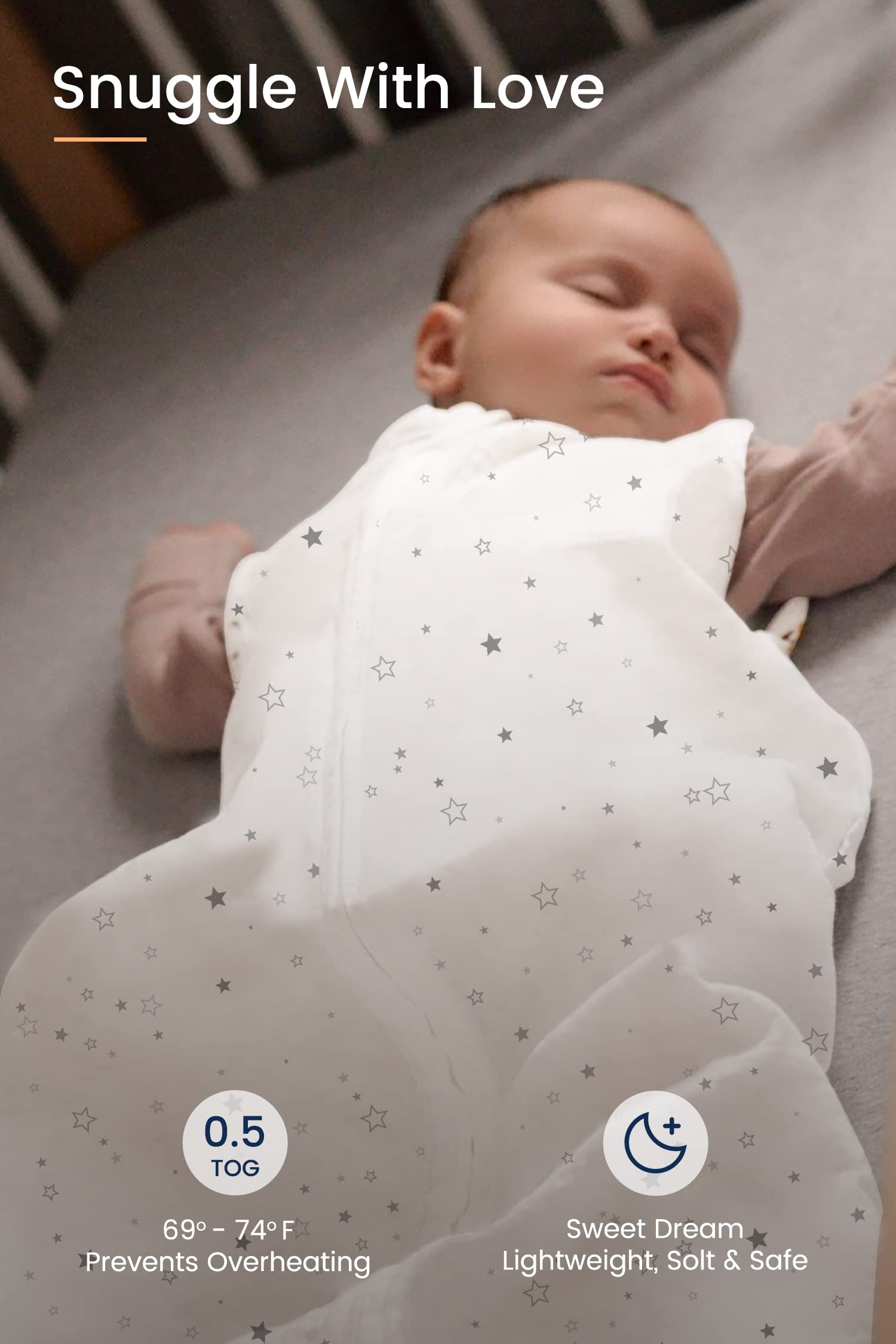 TotAha Light Baby Sleep Sack, Stretchy Sleepsack, Silky Comfort, Buttery Soft, Swaddle Transition Sleeping Bag, 2-Way Safe Zippers, Baby Wearable Blanket for 0-3-6-12-18-24 Months 0.5 TOG