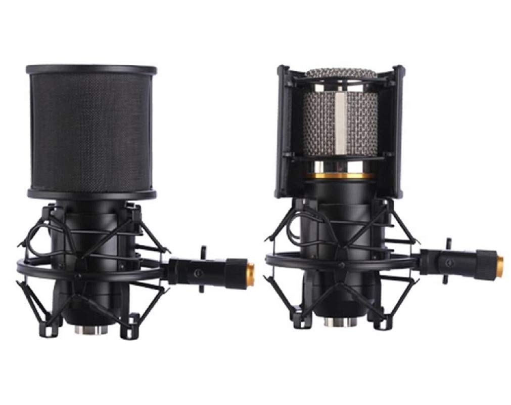 Microphone Shock Mount with Pop Filter,Anti-Vibration Suspension Microphone Shock Mount Bonus Screw Adapter Mic Mount Holder Clip for Diameter 48mm-53mm (18.8 inch- 2.0inch) Microphone