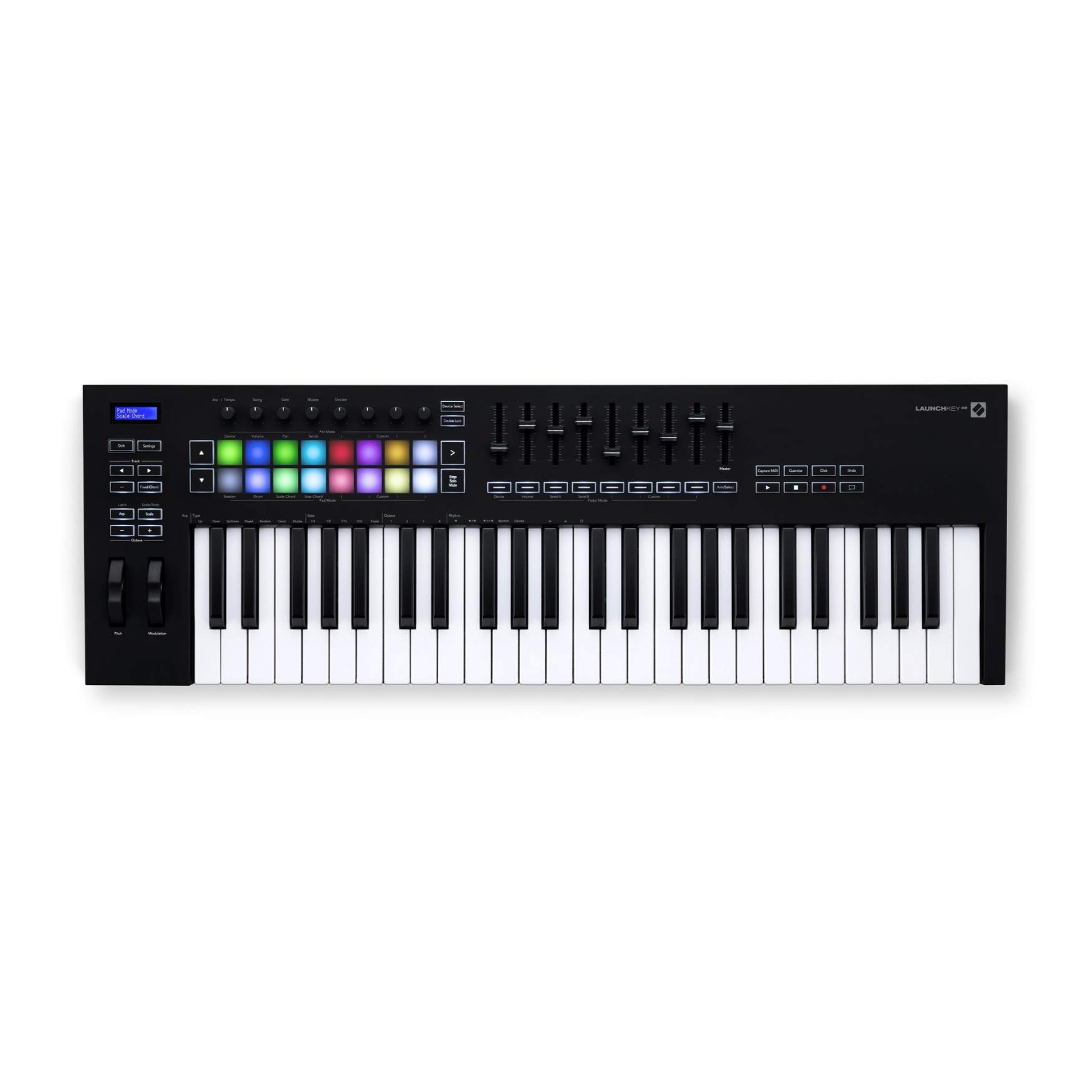 Novation Launchkey 49 MK3 49 Key USB MIDI Keyboard Controller Bundle with Headphones and Keyboard Stand (3 Items)