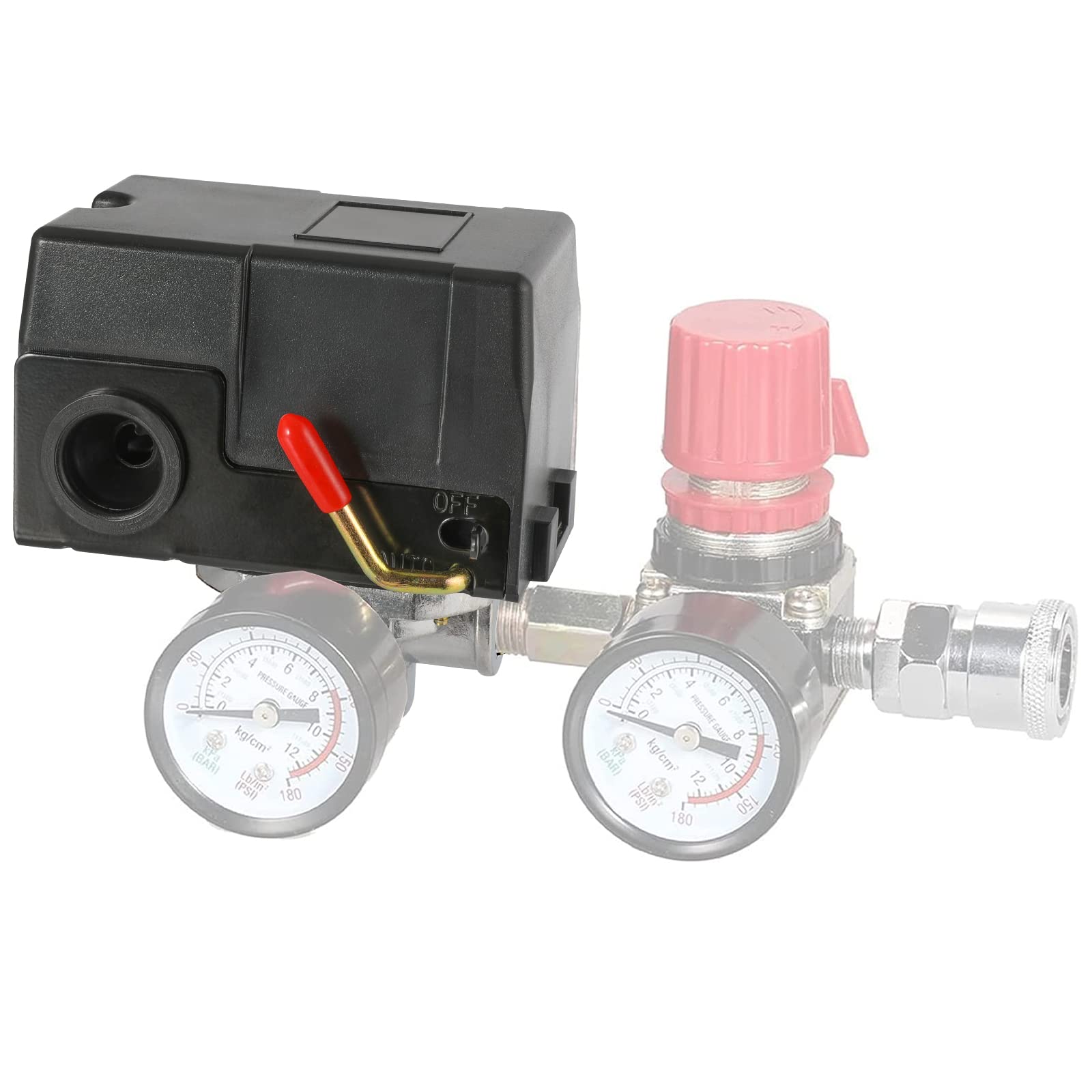 OAMCE Air Compressor Pressure Switch Replacement LF10-4H with 95-125 PSI Range and 20A Rating, 4-Port