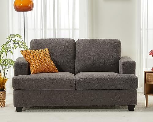VanAcc Sofa, Comfy Sofa Couch with Extra Deep Seats, Modern Sofa- Loveseat, Couch for Living Room Apartment Lounge, Grey Bouclé