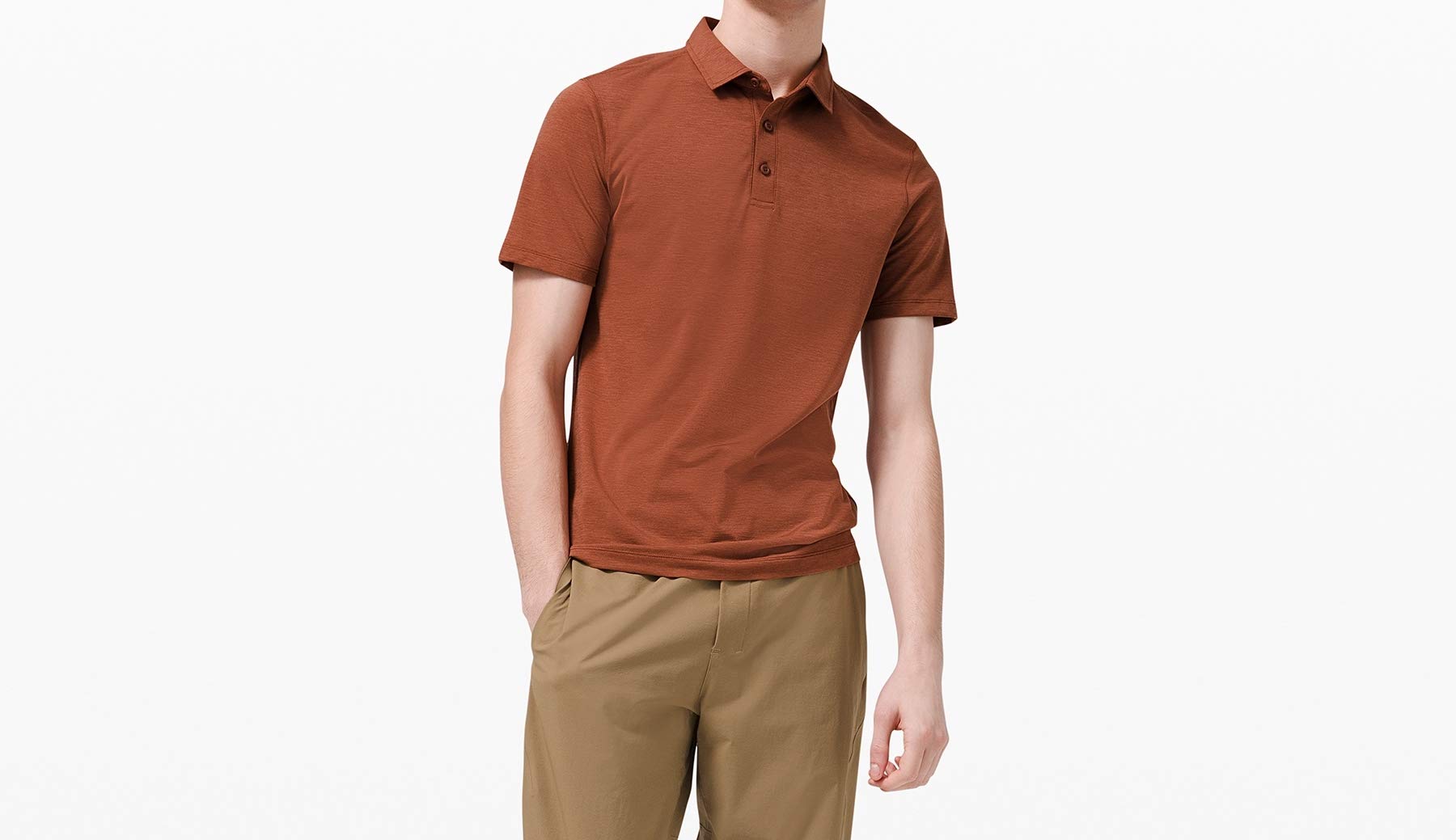 Lululemon Athletica Mens Evolution Polo Short Sleeve Shirt (Dark Terracotta,XXL)