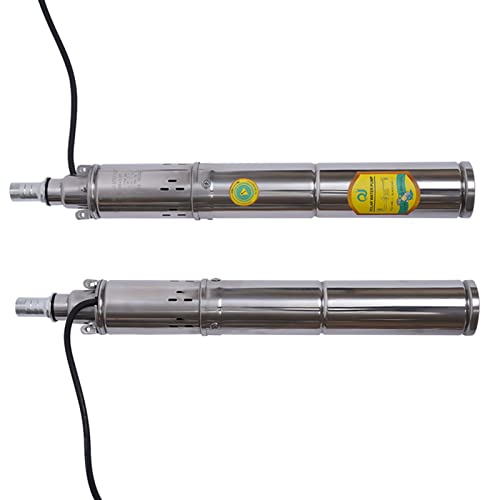Submersible Deep Well Pump Solar Water Pump DC 24V 370W Stainless Steel Screw Pump, 213ft Lift 8.8GPM Flow, Agricultural Irrigation Pump Solar Water Circulating System