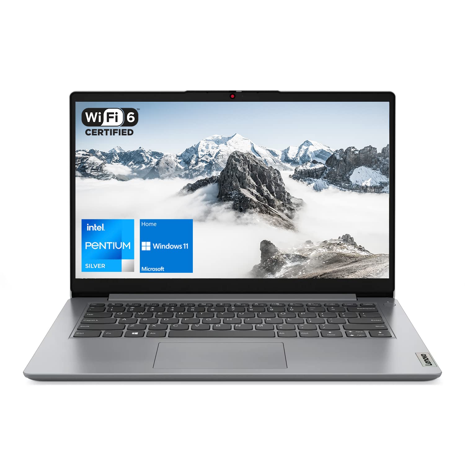 Lenovo Ideapad 1i Laptop, 14" HD Screen, Intel Pentium Silver N5030 Processor, 4GB RAM, 128GB PCIe SSD + 128GB eMMC, Webcam, HDMI, SD Card Reader, Wi-Fi 6, Windows 11 Home, Cloud Grey