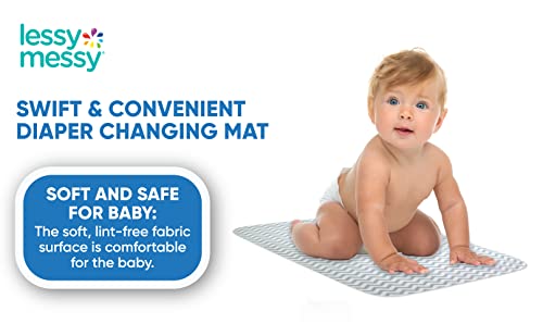 Lessy Messy Diaper Changing Mat - Travel Changing Pad-The Only Baby Changing Mat That is Washer Dryer Safe Portable Changing pad for Baby Extra Large Wipeable Changing pad (Grey)