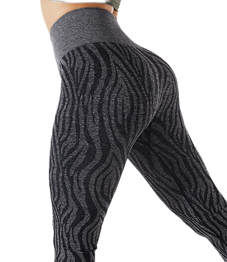 PEACH SEA Women Seamless Zebra Camo Leggings High Waisted Gym Yoga Pants