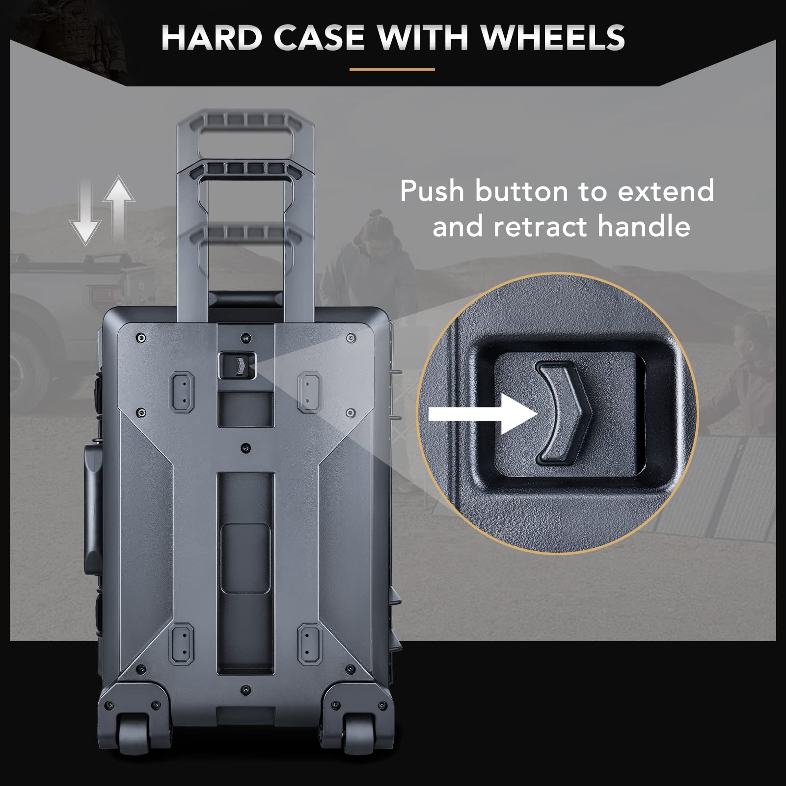 Lykus HC-5220 Waterproof Hard Case with Wheels and Customizable Foam, Interior Size 20.5x14.2x9.7 inch, Suitable for cameras, lenses, electronic equipment and more