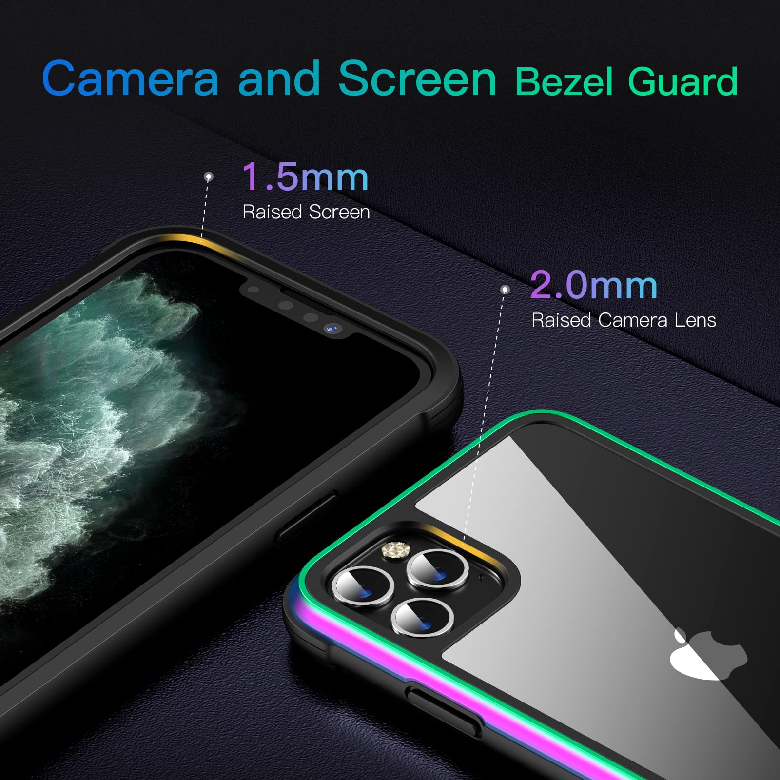 Meifigno Rainbow Series for iPhone 13 Pro Max Case, Military Grade Protection, Durable Aluminum Frame, Never Yellow Clear Back, Shockproof Phone Case for iPhone 13 Pro Max, Sierra Blue