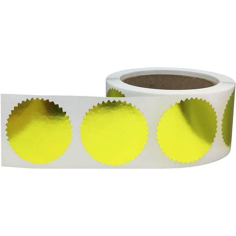 Veltec 2” Glossy Self-Adhesive Foil Seal Labels for Certificates, Notary Seals, Embossing Seals, Awards, Corporate Seals, 250 Stickers (Gold)
