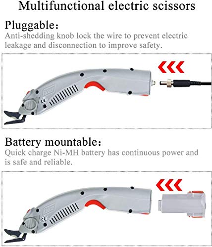 MXBAOHENG Wbt-1 Electric Fabric Scissors Cordless Fabric Shears Rechargeable Cloth Cutter for Carpet/Leather/Rubber/Paperboard (1 Battery & A Blade)
