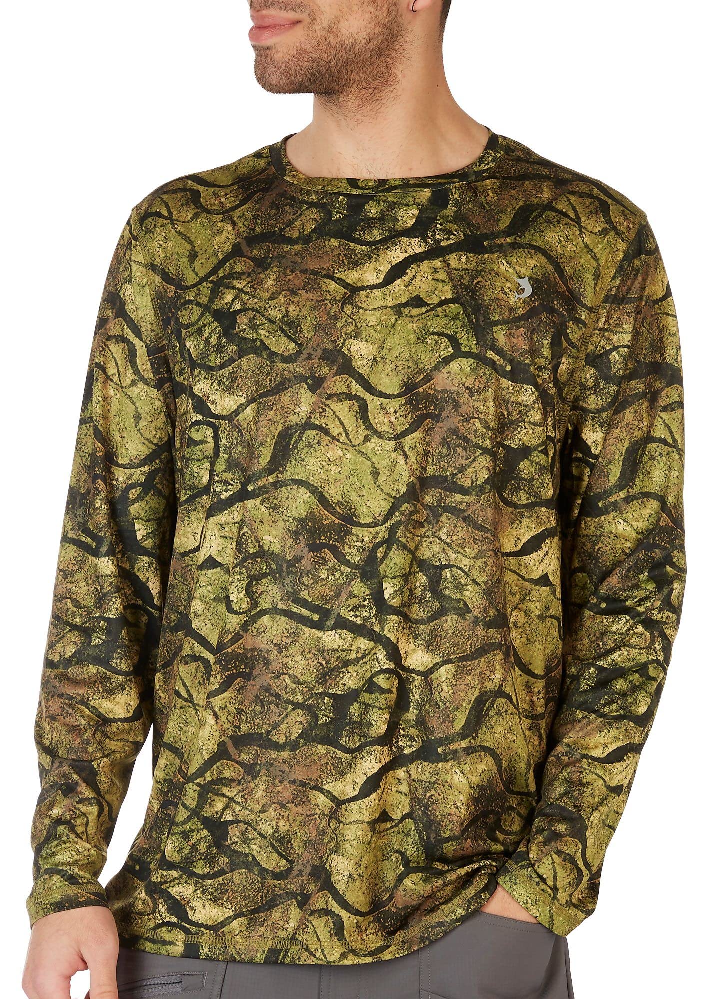 Reel Legends Mens Everglades Reel-Tec Long Sleeve T-Shirt X-Large Yellow/green multi