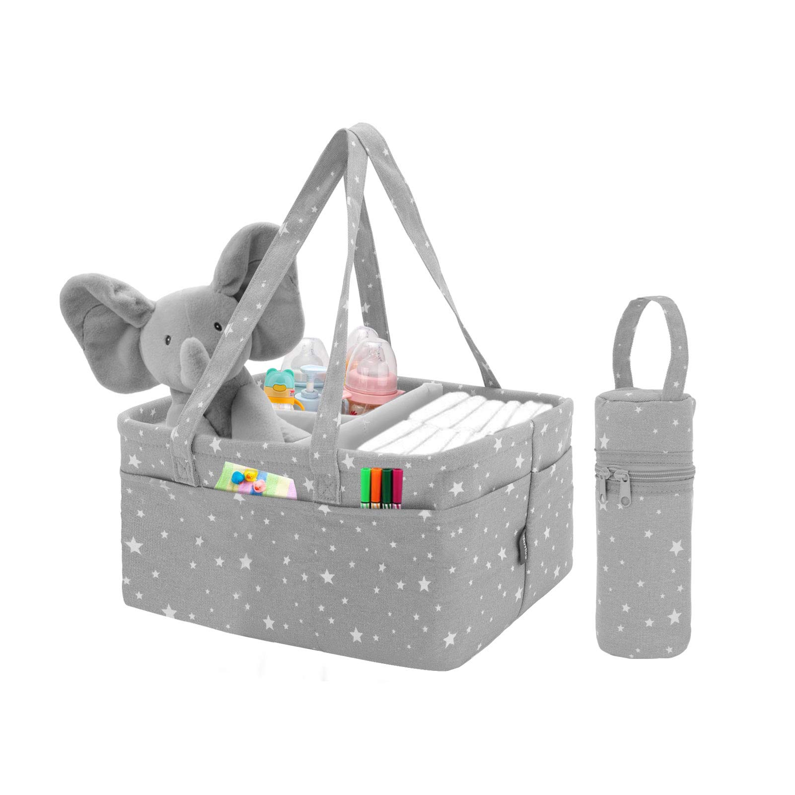 MorNon Baby Diaper Caddy Organizer Baby Shower Basket Storage Bin with Bottle Bag Car Organizer for Diapers and Baby Wipes