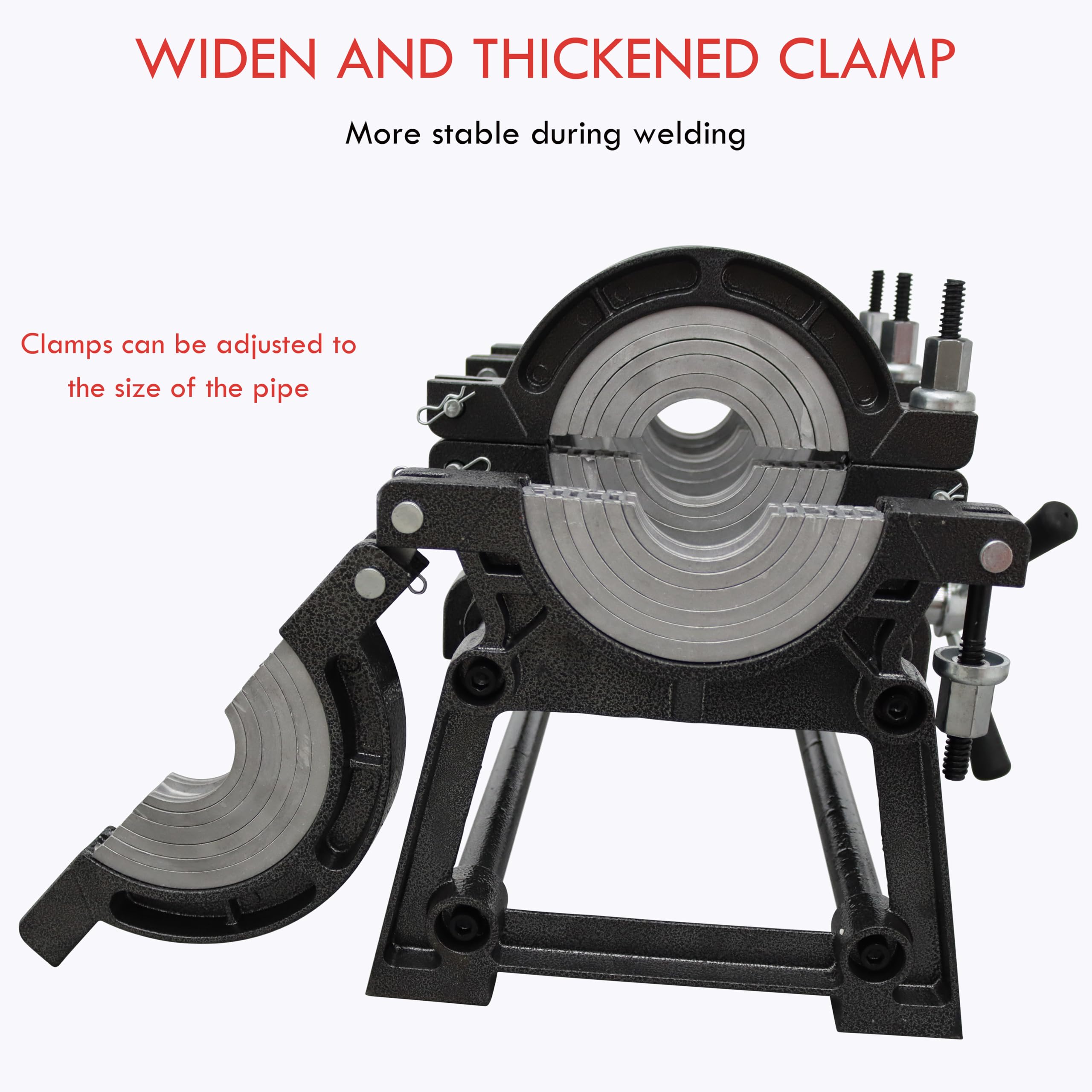 TECHTONGDA Manual Pipe Welder Electric Tube Butt Fusion Machine Pipe Welding Machine Hot Melt Solder for PE PP PB PVDF PPR (2.48"-6.30" four clamps)