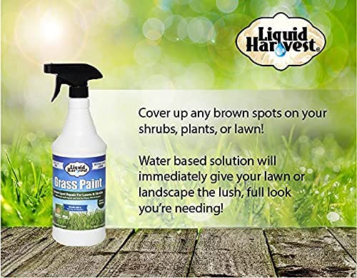 Liquid Harvest Grass Paint, 32oz Ready to Use Packaging and Formulation Designed to Cover Dog Urine Spots, Enhance Patchy, Dormant or Yellowing Grasses