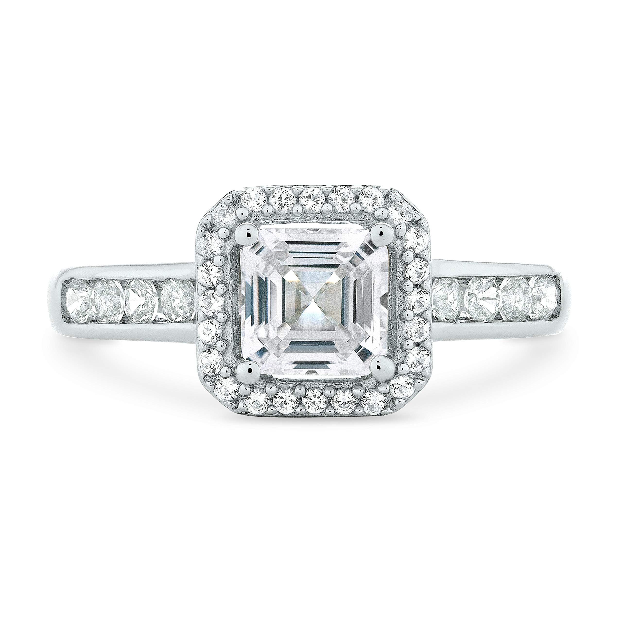 Lexi and Rose 925 Sterling Silver Lab Square Emerald Cut Created White Sapphire Engagement Ring - Size 9