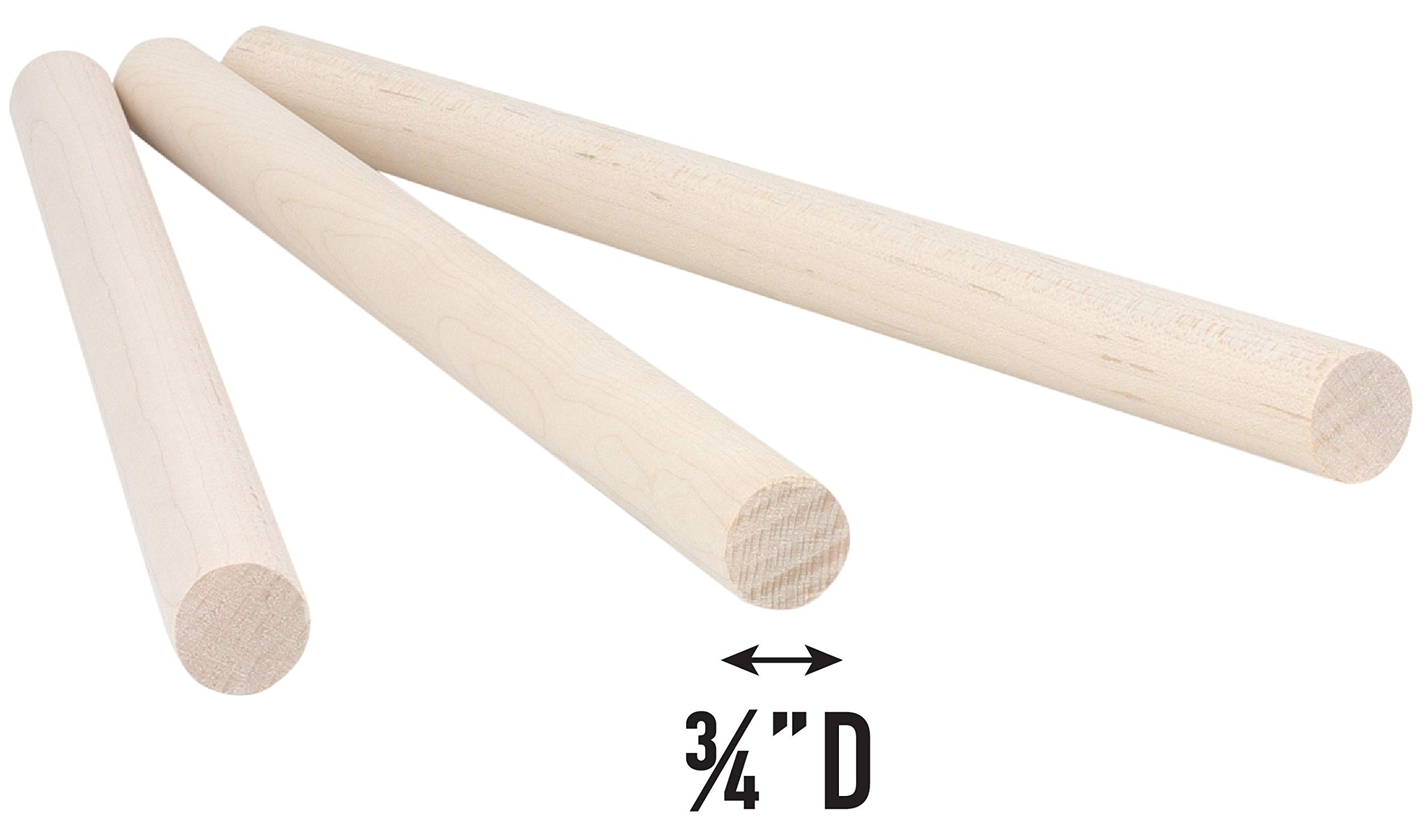 Pennsylvania Woodworks Maple Wooden Dowel Rods - Solid Hardwood Sticks for Crafting, Macrame, DIY & More - White, Unfinished Wood Dowels - Sanded Smooth, Kiln Dried - (3/4" x 12β, 10 Pack)