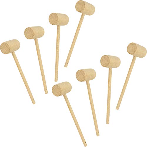 Southern Homewares Wooden Crab Mallet Seafood Lobster Shellfish Cracker Hardwood Hammer Set of 8