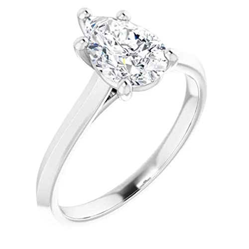 Pear Moissanite Engagement Ring Set 1 CT Handmade 14K Solid White Gold Ring for Women Solitaire Colorless Diamond Anniversary Halo Bridal Wedding Ring Proposal Gift VVS1 Colorless