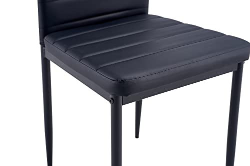 LIADTOP Set for 4, PU Leather Set of 4 Living, Modern Upholstered Side Chairs with Stable Metal Legs,for Dining Room, Kitchen, Restaurant,Black