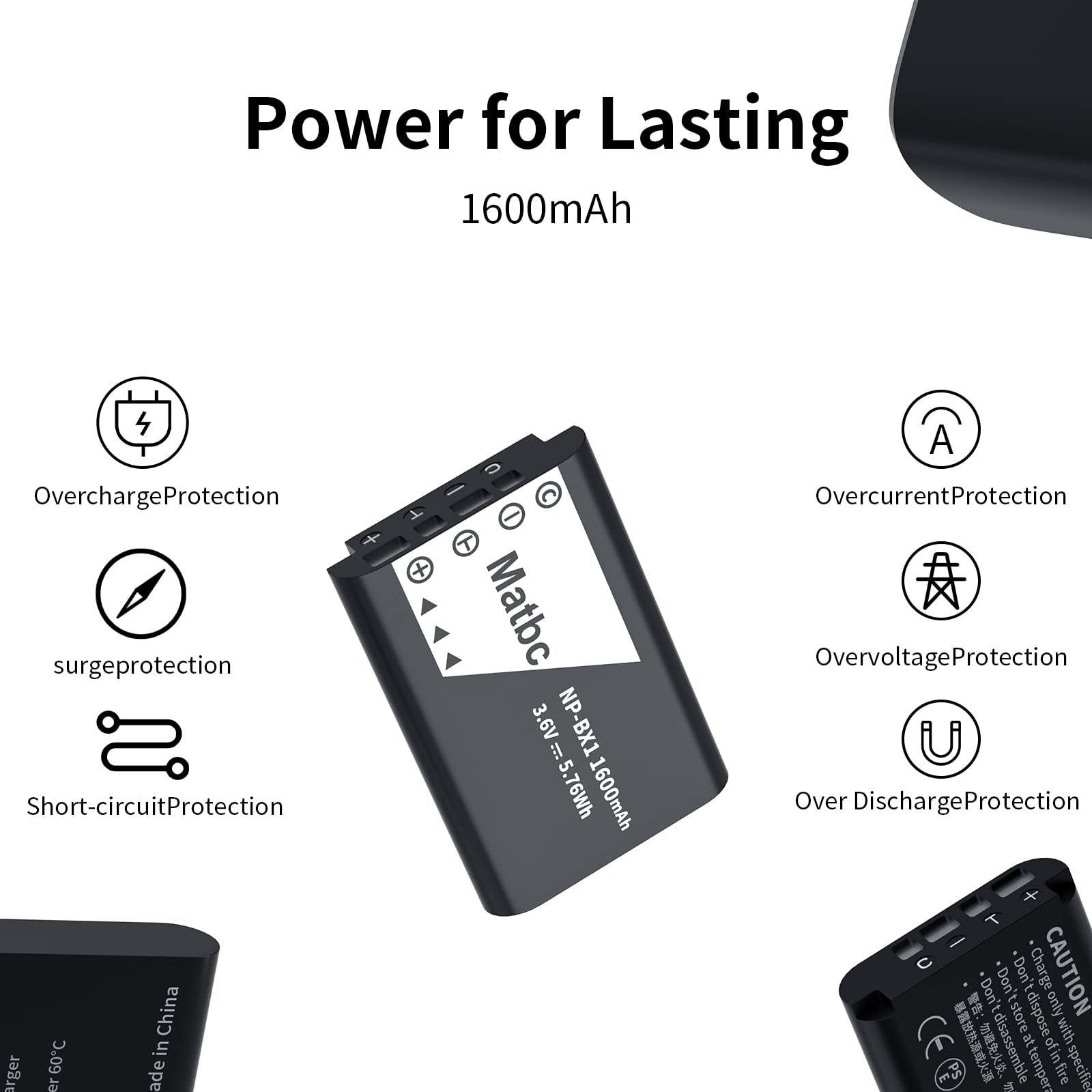 Matbc 1600mAh Replacement for Sony NP-BX1 Battery 2 Pack and 3-Channel Sony Cybershot Camera Charger Compatible with SonyZV-1, ZV-1 II,ZV-1F, DSC-RX100 III, DSC-RX100 IV, DSC-RX1, HX90V, HX80 Battery