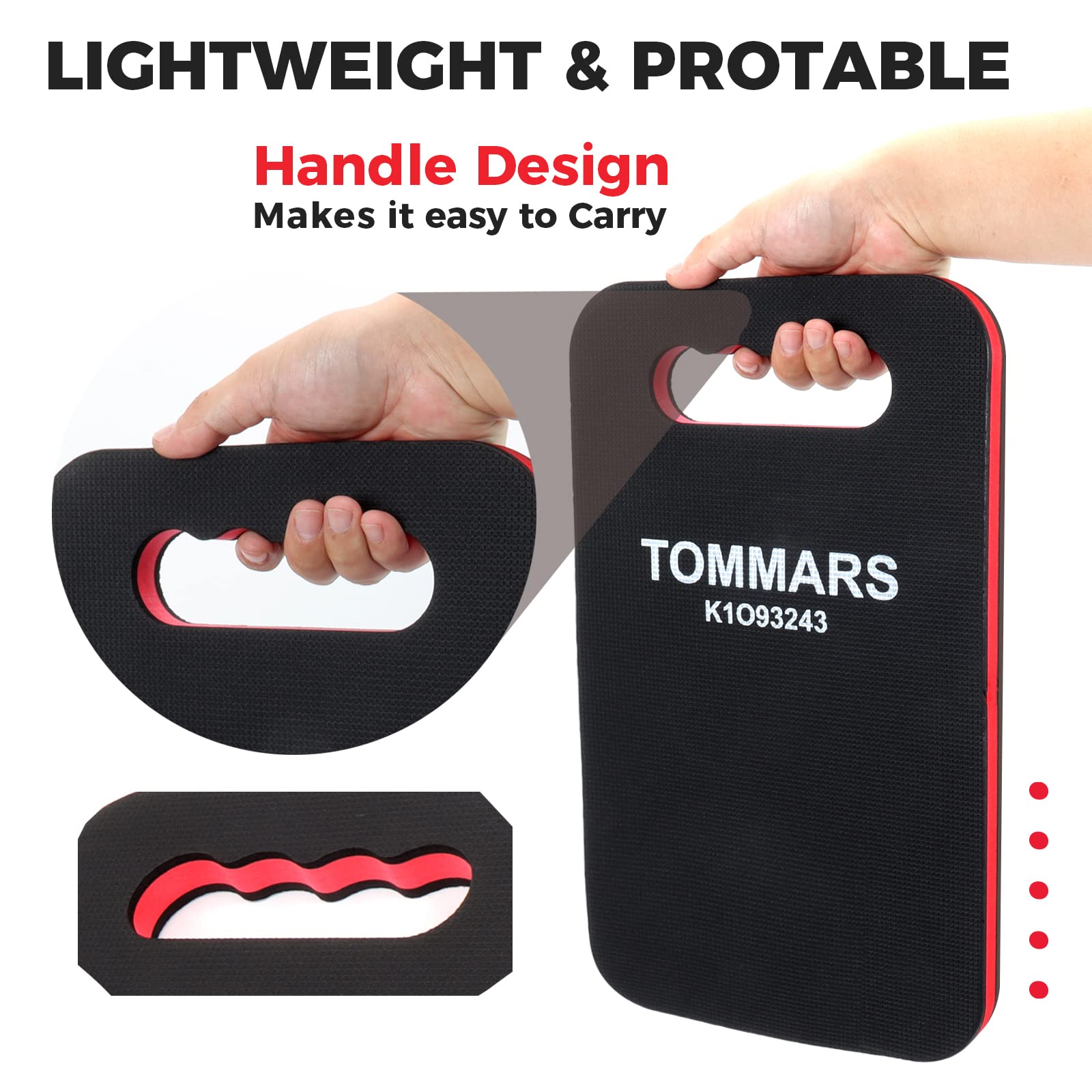 TOMMARS Thick Kneeling Pad 0.9 inch, kneeling pad for mechanic automotive kneeling pad foam kneeling pad Waterproof Anti-Fatigue with Handle