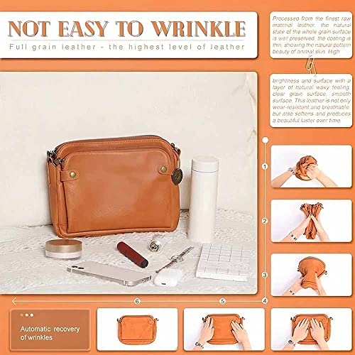 Three-Layer Leather Crossbody Shoulder & Clutch Bag, Leather Crossbody Bags for Women Built in Wallet Handbag Purse (Blue)