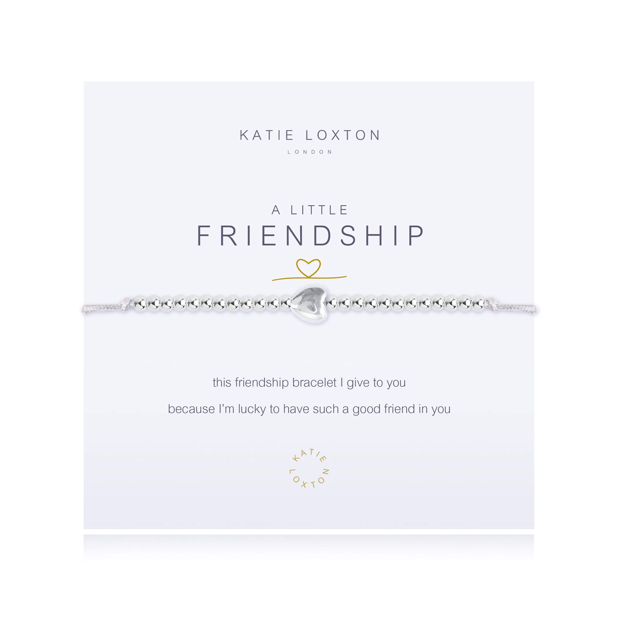 KATIE LOXTON A Little Friendship Horizontal Heart Silver Women's Adjustable Drawstring Band Charm Bracelet