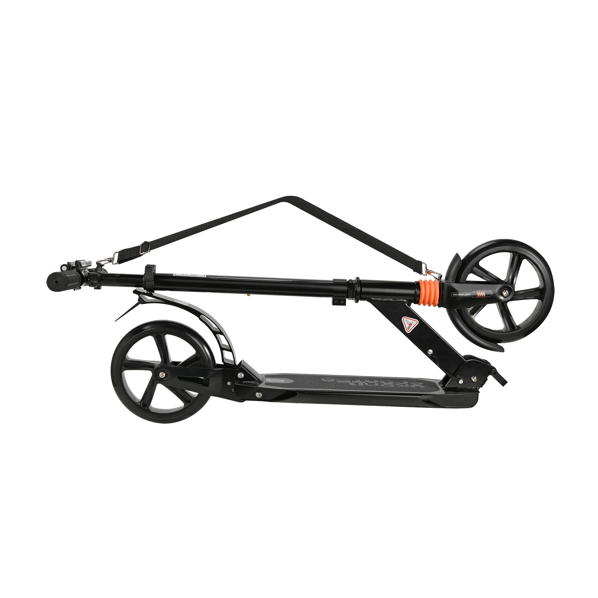 Movnon Kick Scooter for Adults, Teens, Foldable Scooter with Belt, Dual Suspension, Weighting Up to 220lbs, Black