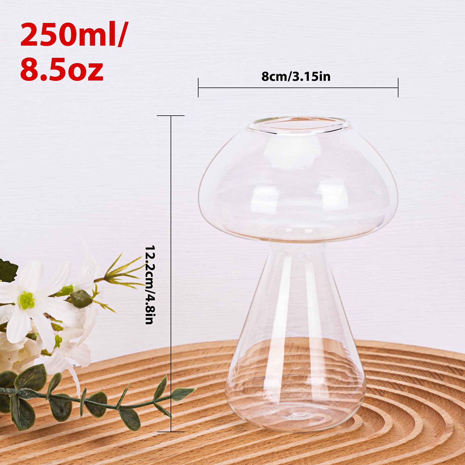 Moretoes 2pcs 8.5oz Mushroom Glasses, Cute Cocktail Glass Creative Martini Glasses Drinks Cup for Juice Wine Champagne (250ml)