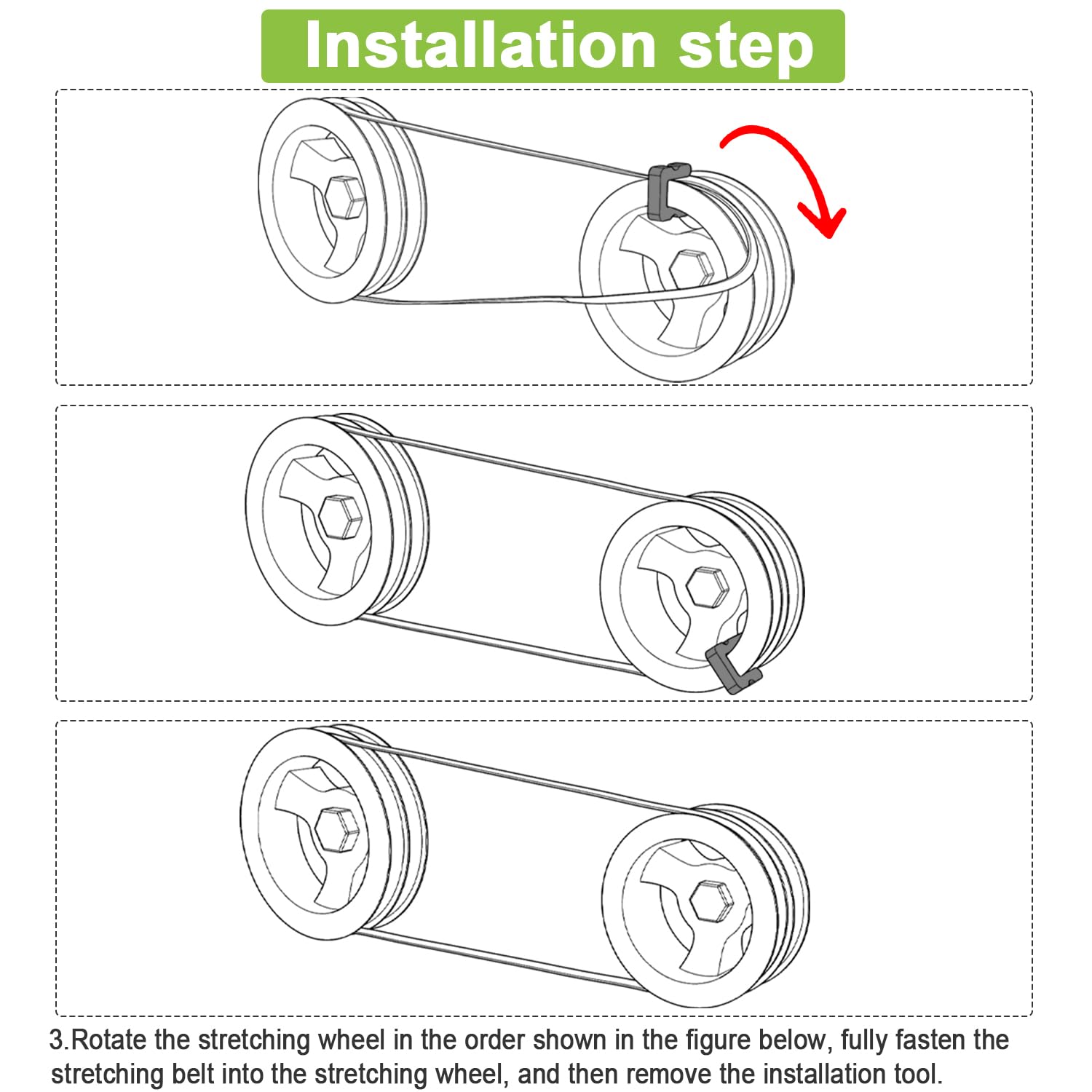 Stretch Belt Tool for GM 5.3.L, 6.2L, and 6.6L Gas Engines - Used to Install The Main Stretch Belt on Extra Deep Double Pulleys