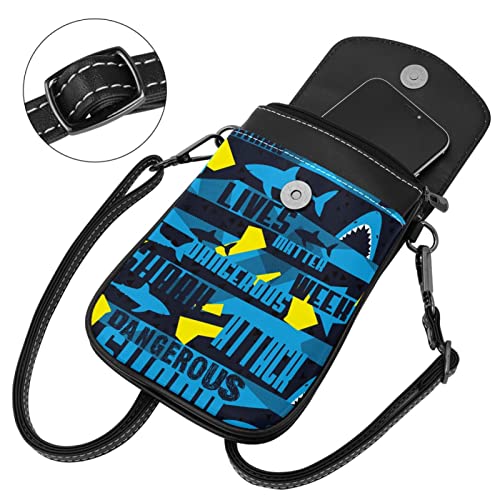 Small Crossbody Bag Blue Shark Cell Phone Purse Wallet