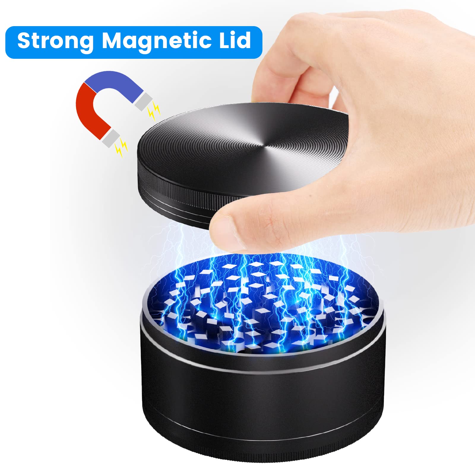 Matoolser 3 Inch Spice Grinder Large 3 Pieces (Black)