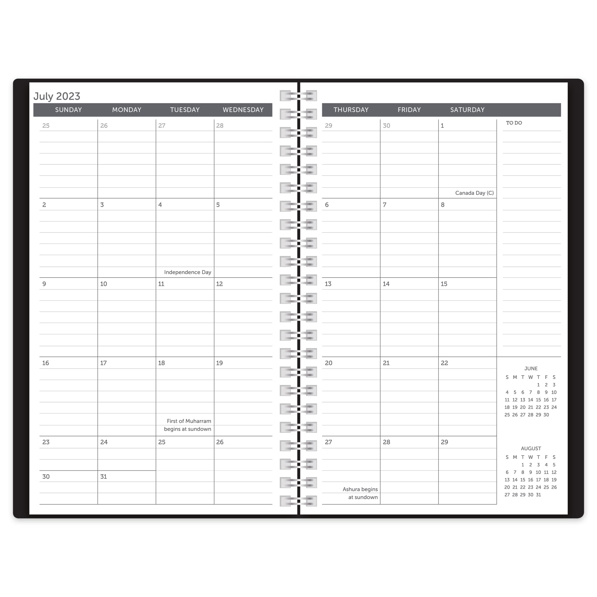 Office Depot® Brand Stellar Academic Weekly/Monthly Planner, 5-1/2" x 8-1/2", Black, July 2023 to June 2024