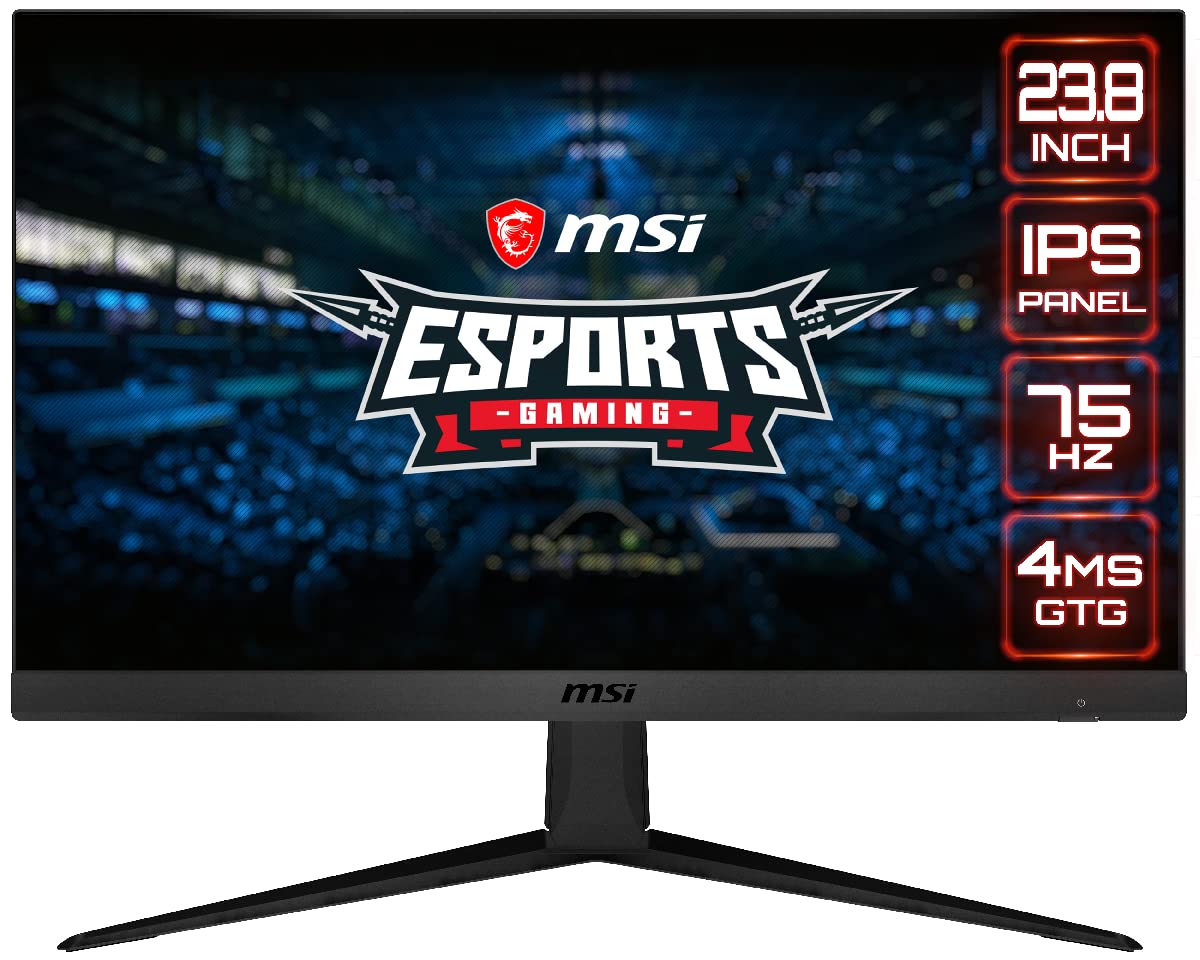 MSI 24” FHD (1920 x 1080) Non-Glare with Super Narrow Bezel 75Hz 1ms 16:9 HDMI/DP AMD Radeon FreeSync IPS Gaming Monitor (OPTIX G241v), Black