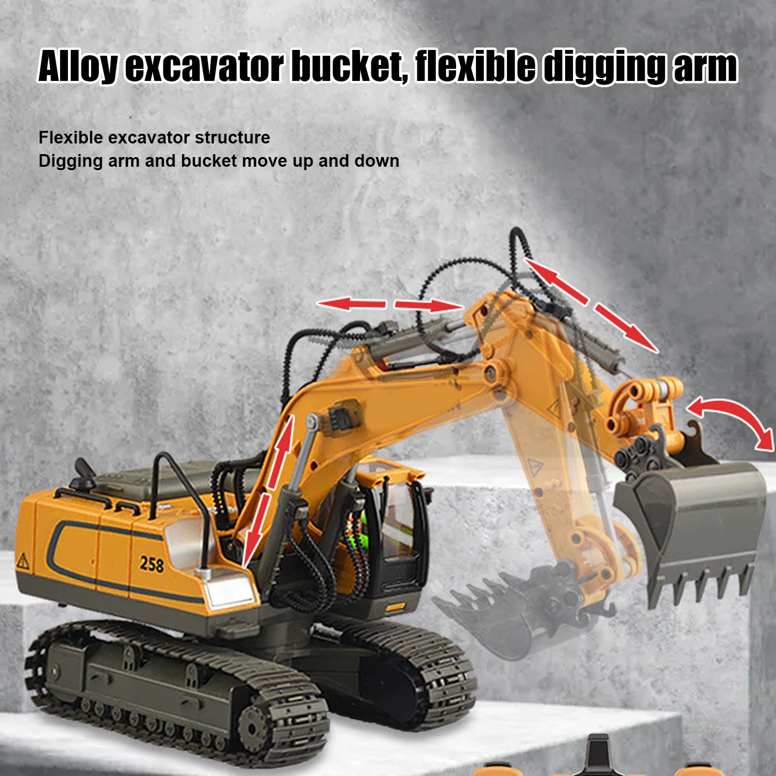 Remote Control Excavator RC Excavator Toy Dynamic Sound Flexible Excavator Arm Lighting Blessings for Kids Toys Dual Battery