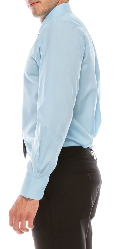 OmegaTux Omega Mens Regular fit Solid Dress Shirts w/Convertible Cuffs Apple Green (17.5-37)