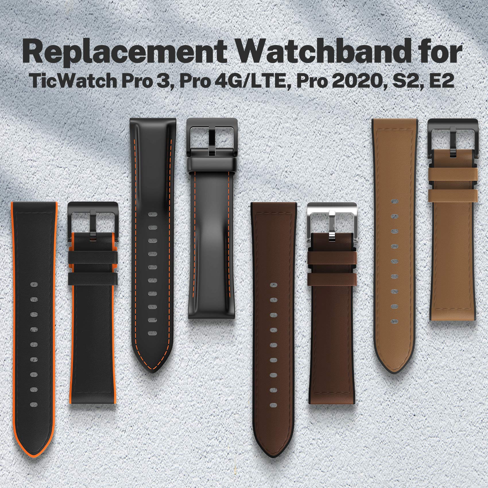 Ticwatch Pro 3 Ultra GPS Smartwatch Plus Black 22mm Silicone Watch Bands strap replacement band Wear OS Smart Watch for Men Blood Oxygen IHB AFib Detection NFC