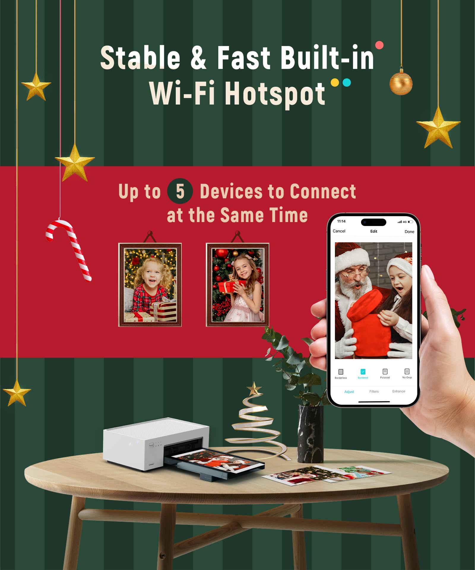 Liene 4x6'' Instant Photo Printer (Battery Edition) Bundle100-sheet, 3 Ink-Cartridge, Wireless Photo Printer for iPhone, Smartphone, Android, Computer, Dye Sublimation, Photo Printer for Travel, Home