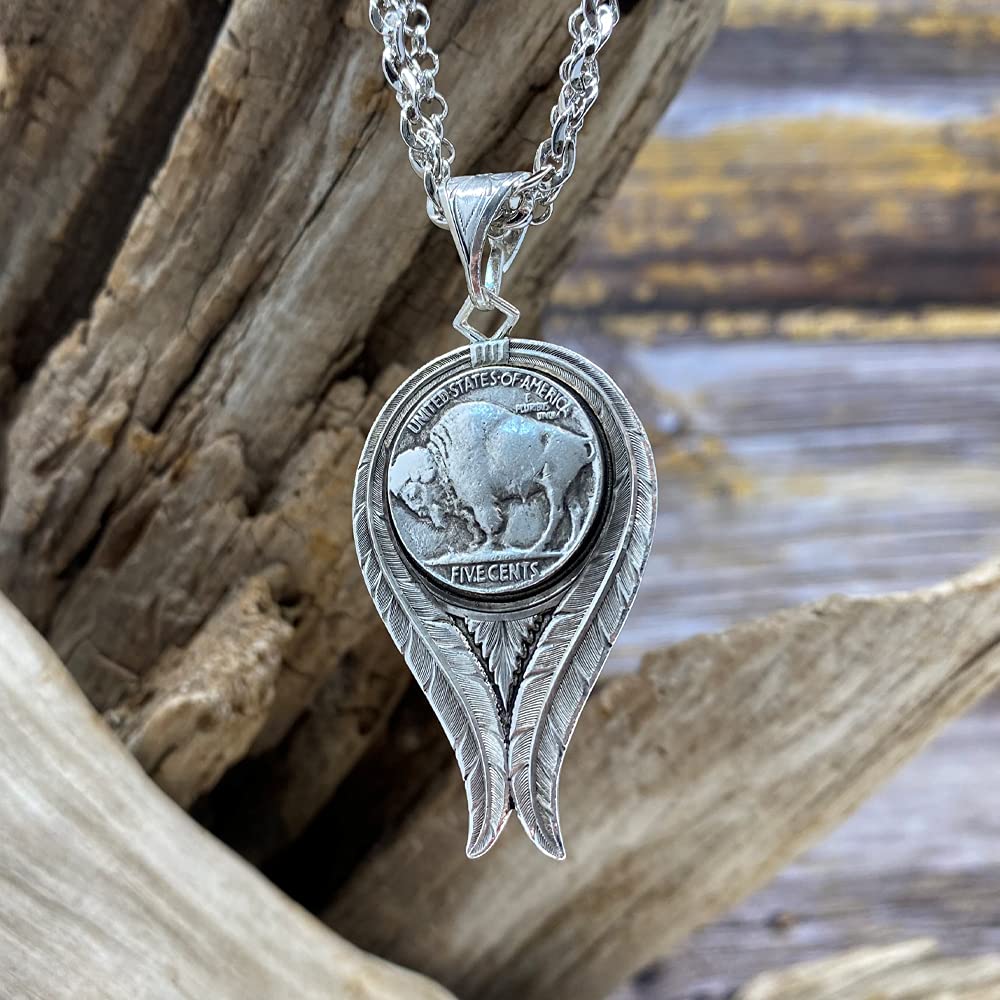 Montana Silversmiths Women's Buffalo Spirit Feather Necklace Silver One Size