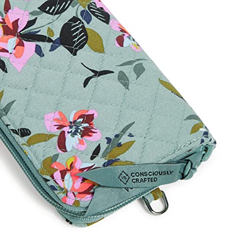 Vera Bradley Women's Cotton Bifold Wallet With RFID Protection, Rosy Outlook - Recycled Cotton, One Size