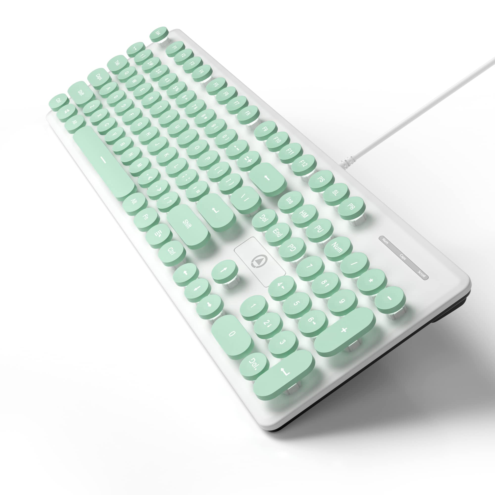 Taeeiancd Typewriter Keyboard 104-key Retro Punk Gaming Keyboard LED White Backlit Cute Keyboard with Wired USB Suitable for PC/Win/Mac/Laptop (Green A)