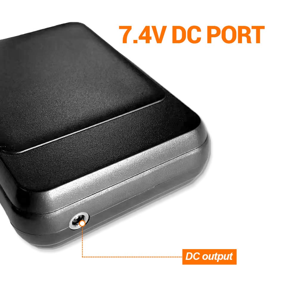 ZIFUMEI 7.4V 5000mAh Rechargeable Battery Pack for Heated Vest Jackets with 46 Inch Charging Adapter with DC 3.5×1.35mm Port