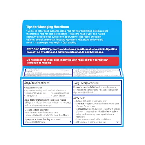 Pepcid AC Original Strength Heartburn Relief Tablets, Prevents & Relieves Heartburn Due to Acid Indigestion & Sour Stomach, 10 mg Famotidine to Reduce & Control Acid, Fast-Acting, 90 Ct