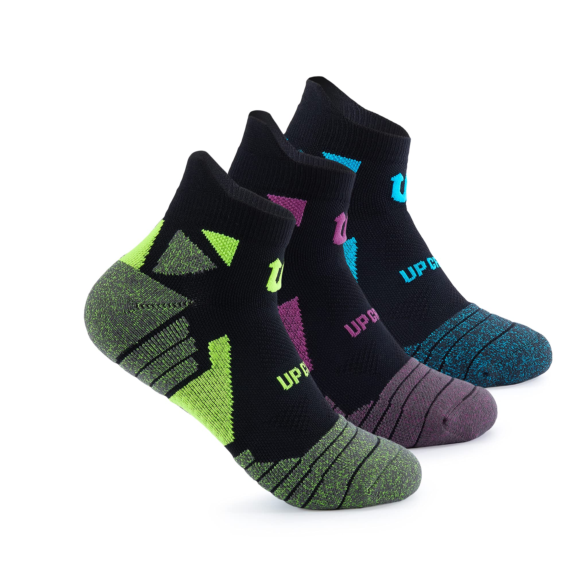perunvie Women's Hiking Walking Socks 3 Pairs of Moisture Wicking 3D Cushioned Running Ankle Socks Size: 9-11