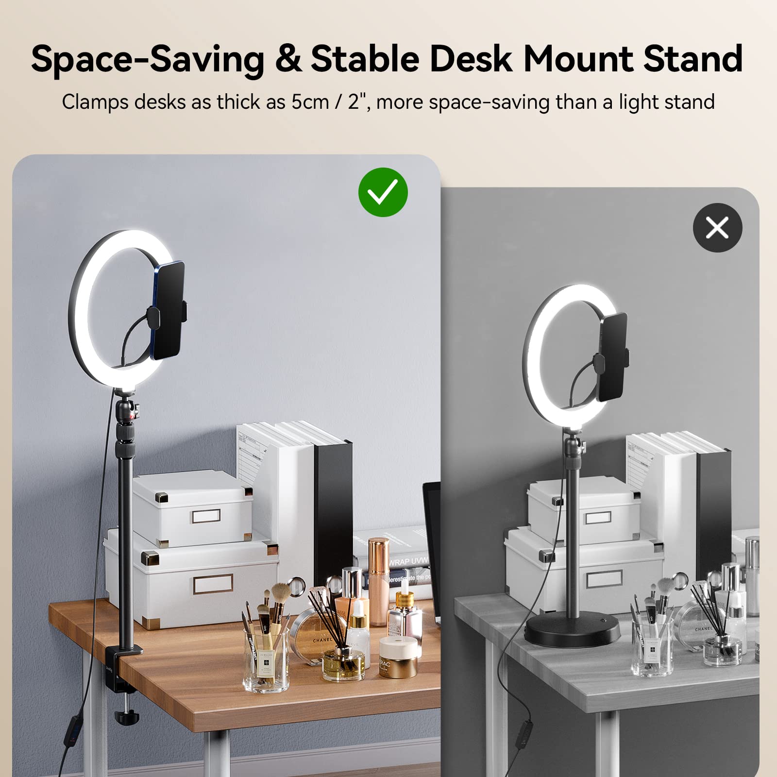 SmallRig Desktop Ring Light for Computer, Streaming Light with Desk Clamp and Phone Holder, for Vlogging, Live Streaming, Video Recording, Zoom Meetings, Gaming, YouTube, Tiktok 3998