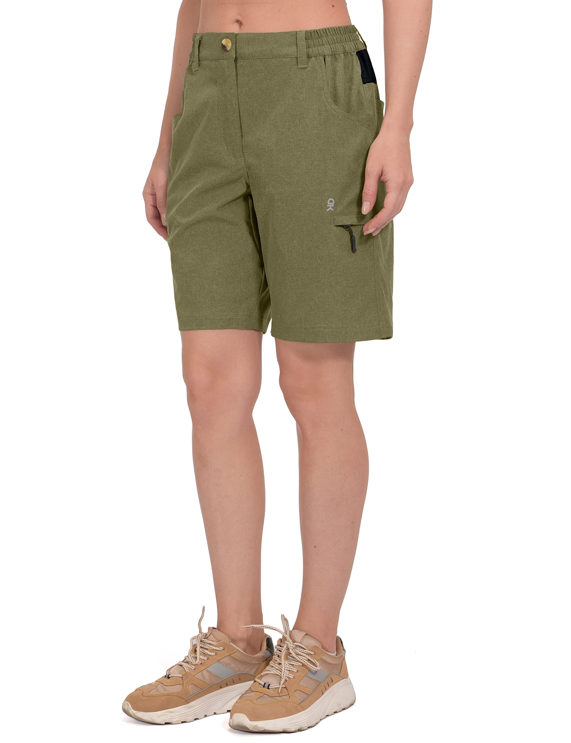 Little Donkey Andy Women's 9 Inches Inseam Quick Dry Stretch Shorts for Hiking Golf Travel Geen Olive M