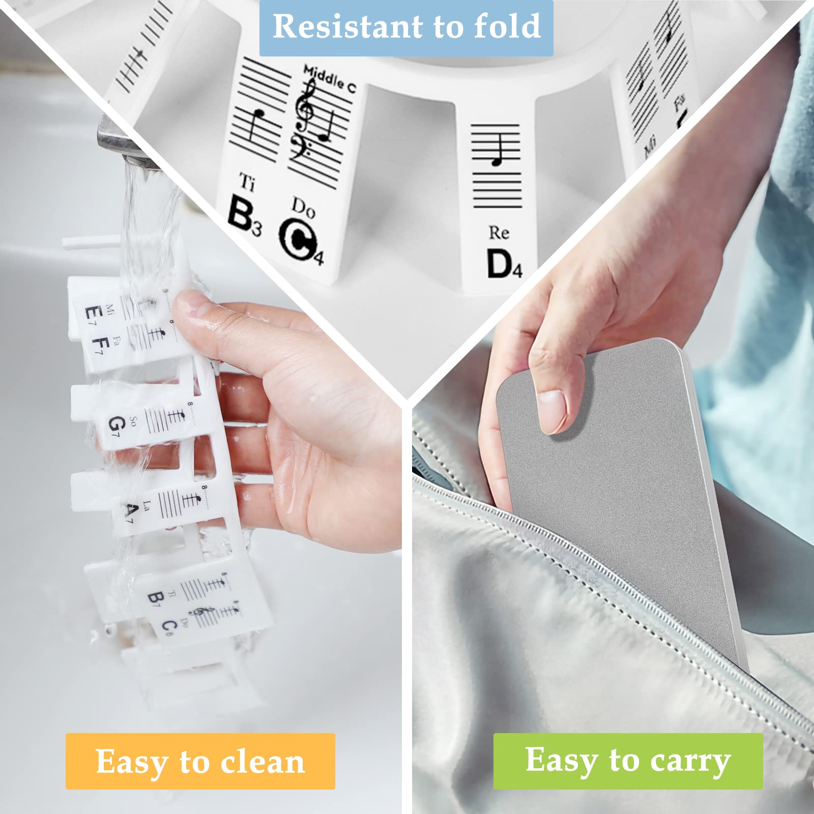 Removable Piano Keyboard Note Labels, YUOROS 61/88-Key Piano Note Guide for Beginners Learning Piano Accessories, No Need Stickers, Reusable and Comes with Box (Black)