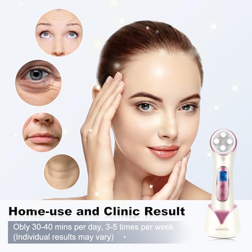 MiSMON High Frequency Facial Machine LED Light Theraphy Skin Tightening Device for Face, 5 in 1 Multifunctional Facial Massager for Wrinkle and Acne Removal